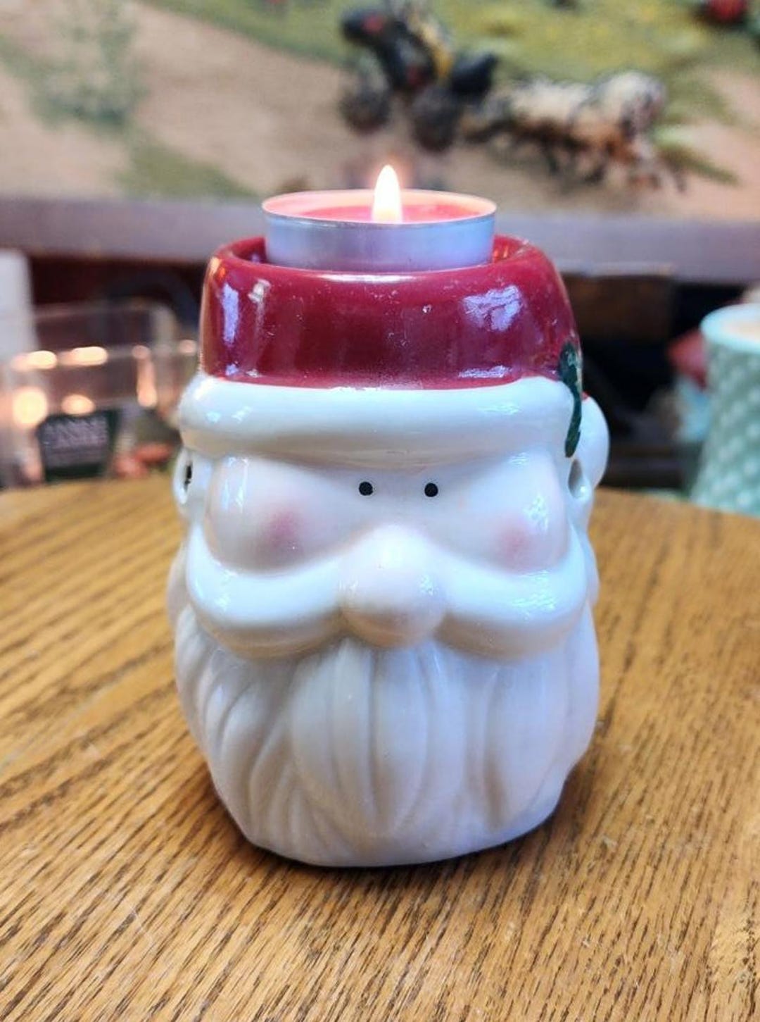 Vtg Ceramic Santa Claus Tealight Holder - Etsy