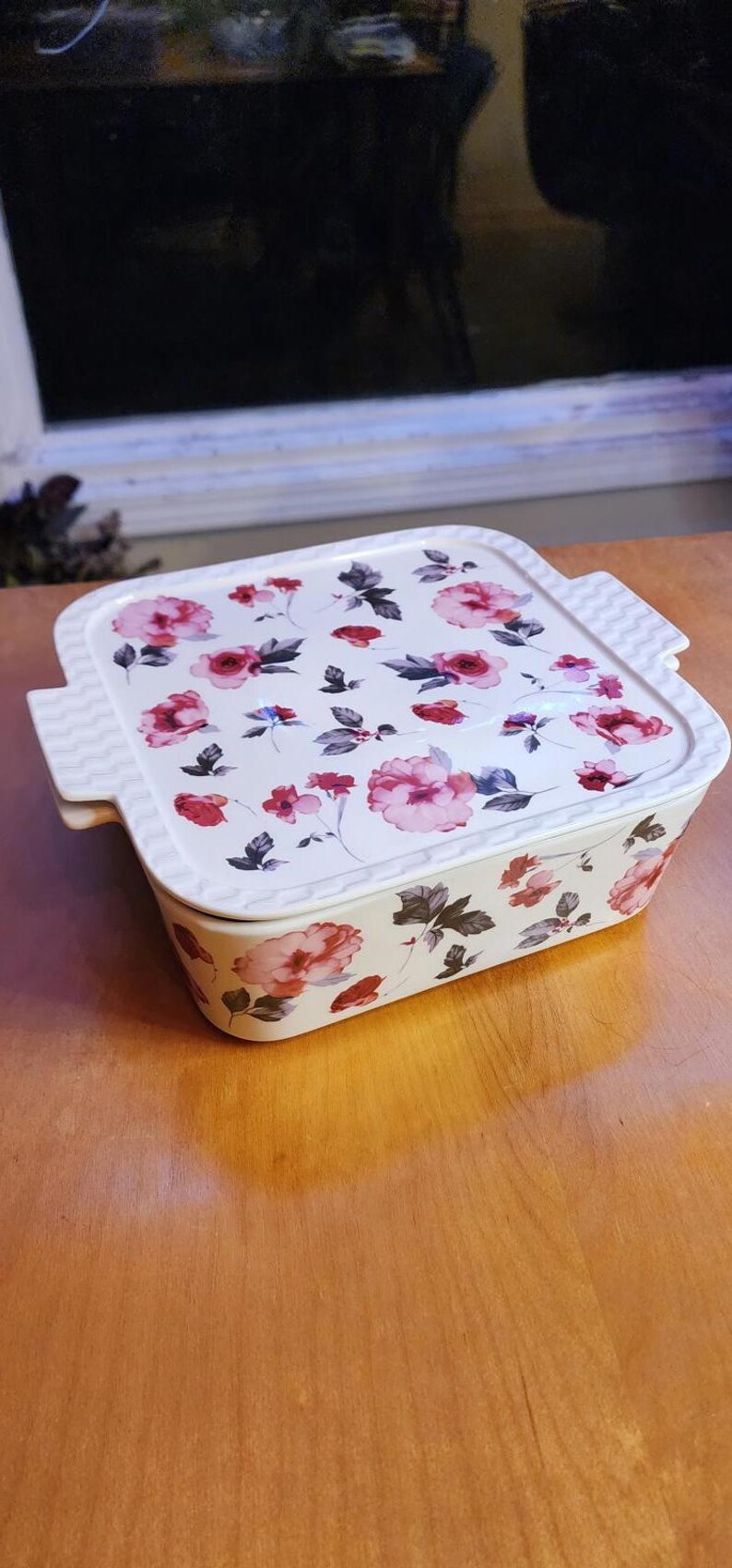 Grace Pantry Floral Pattern Ceramic Bakeware Dish With Lid - Etsy
