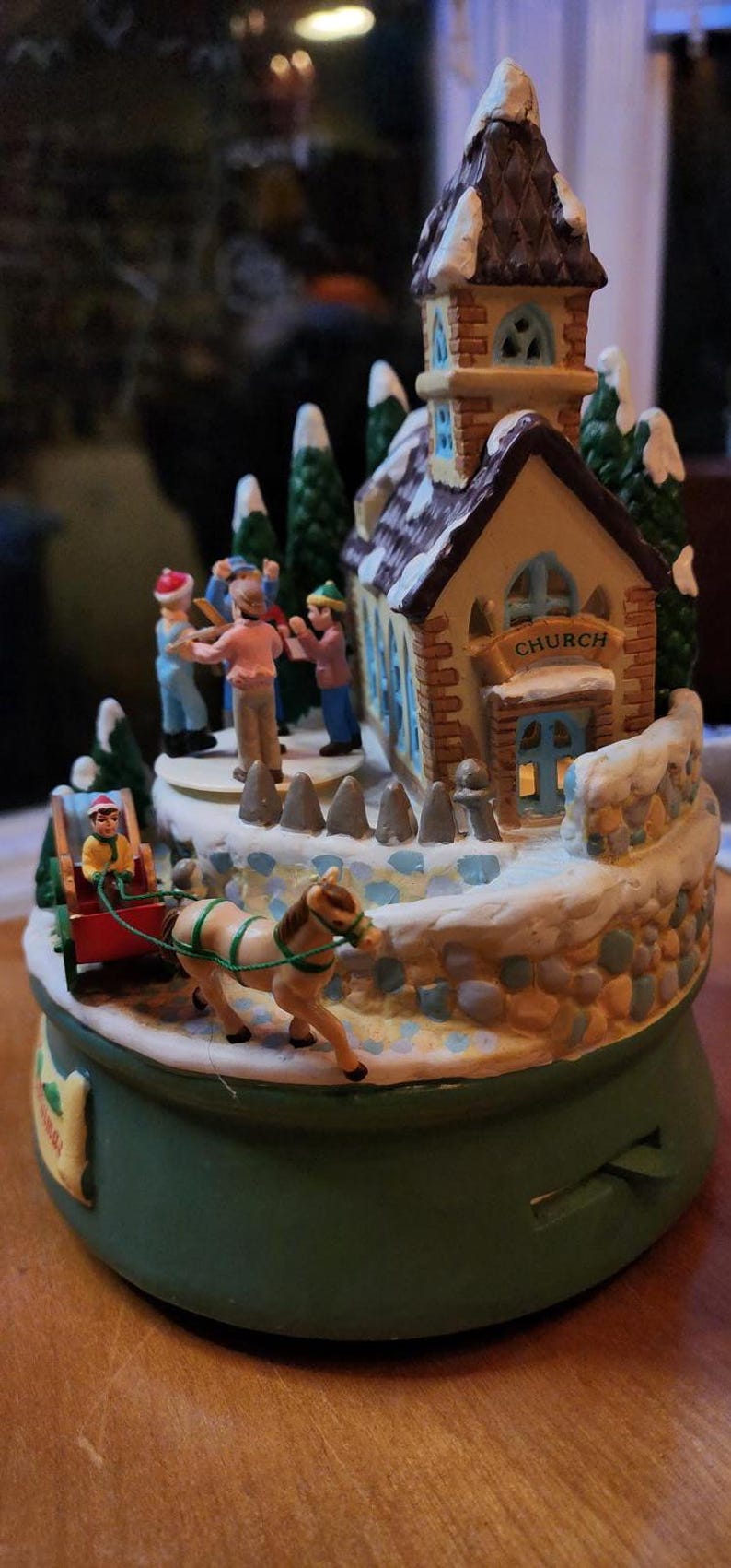 Vintage Matrix Industries Lighted Church Christmas Themed Music Box ...