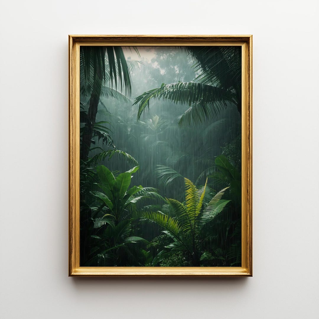 Tropical Rainforest Poster: Jungle Plants Wall Art - Green Botanical ...