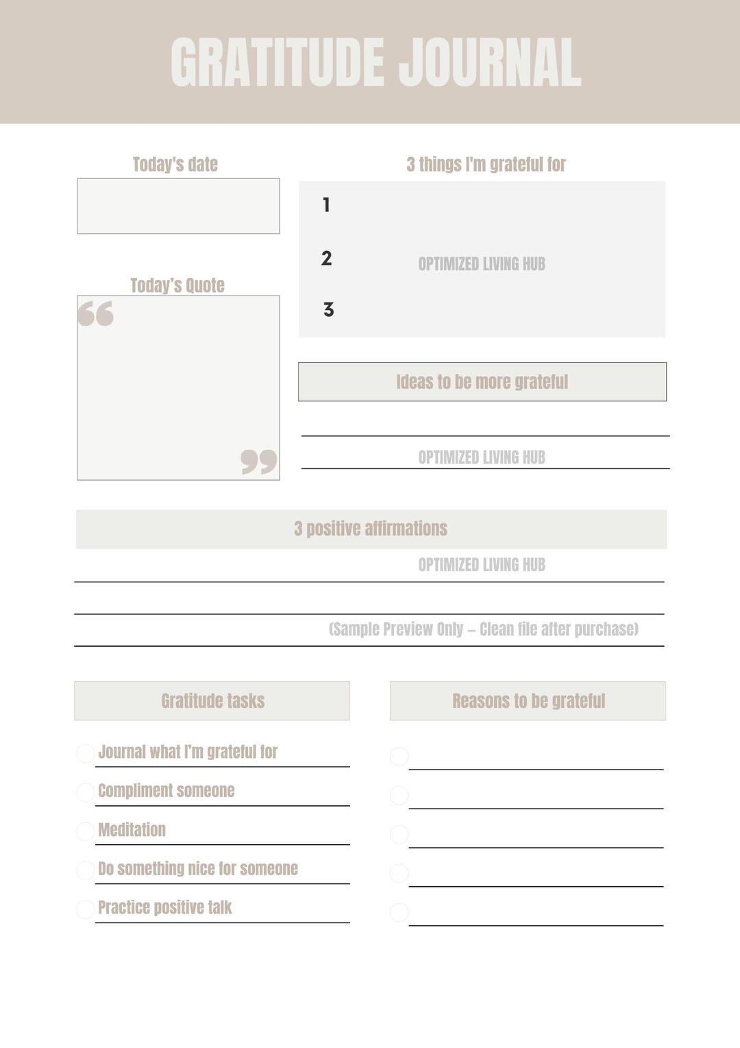 Printable Gratitude Journal Template | Daily Gratitude Worksheet ...