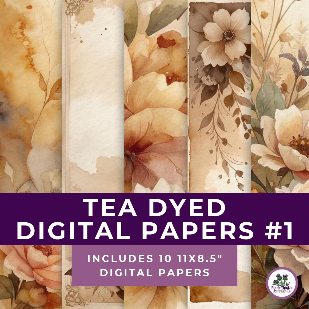 Botanical Junk Journal | 10 Vintage Tea Dyed Coffee Stain Pages ...