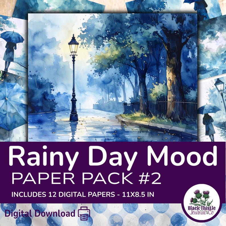 Rainy Day Junk Journal Kit, Printable Paper Digital Download, Shabby ...