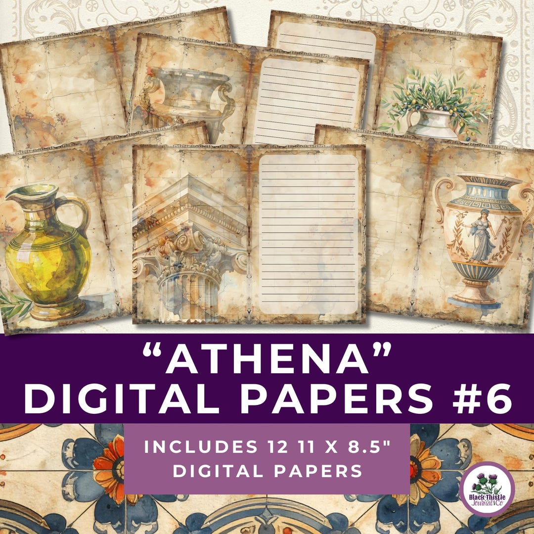 Athena Journal Pages 11x8.5 Printable Stationery - Greek Mythology Junk ...