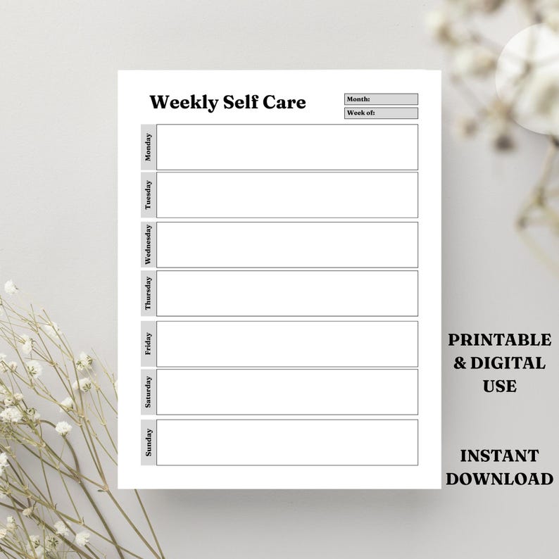Self Care Planner Printable | Daily Weekly Monthly Self Care | Mental ...