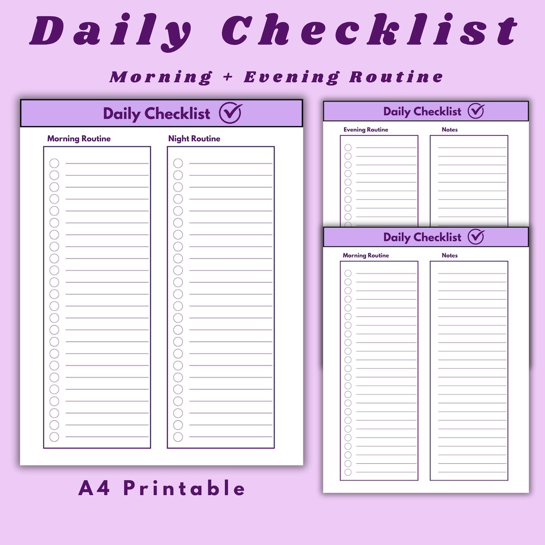Daily Checklist Printable: Minimalist Morning & Evening Routine (A4 PDF ...