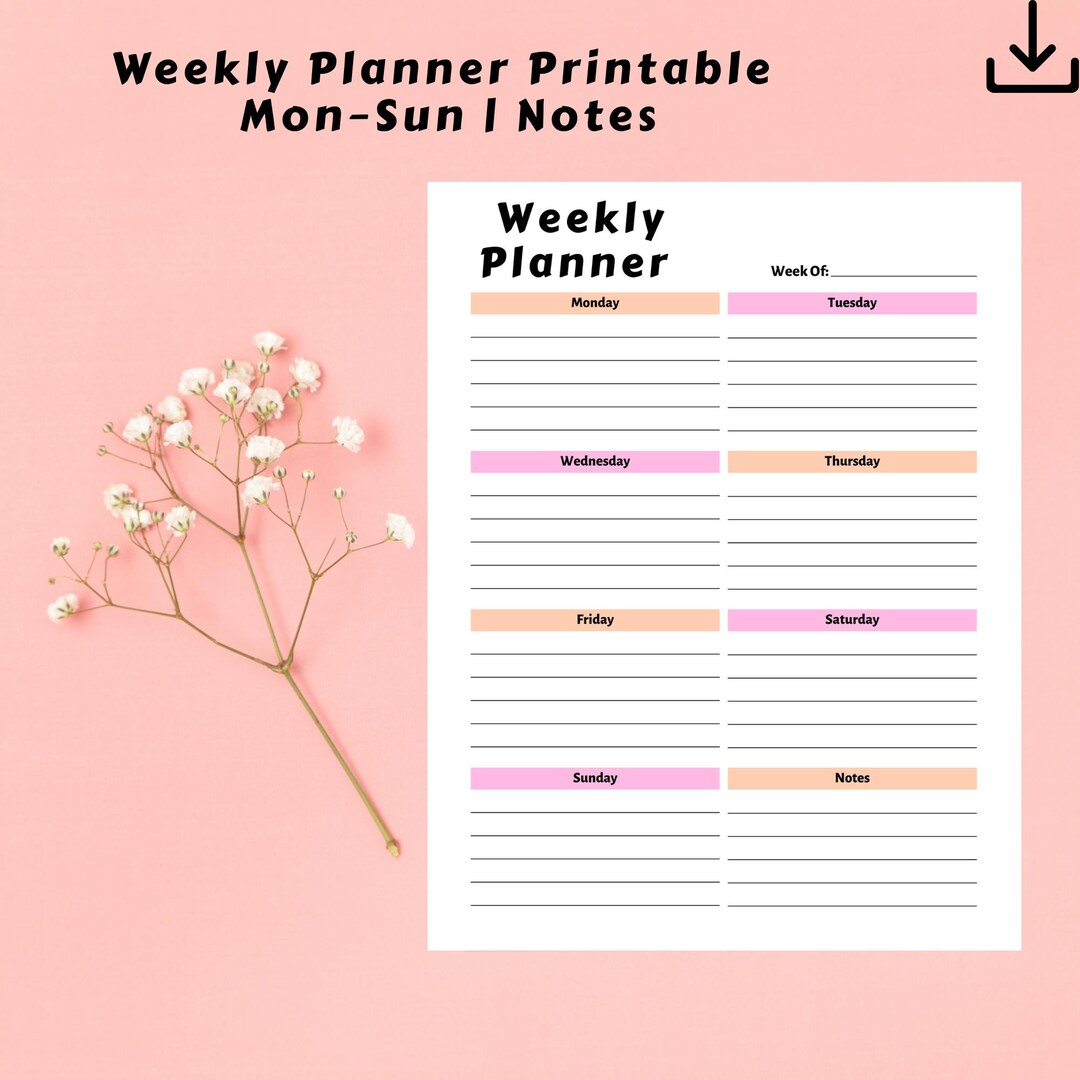 Minimal Weekly Planner Printable | A4 Size (digital Download) - Etsy