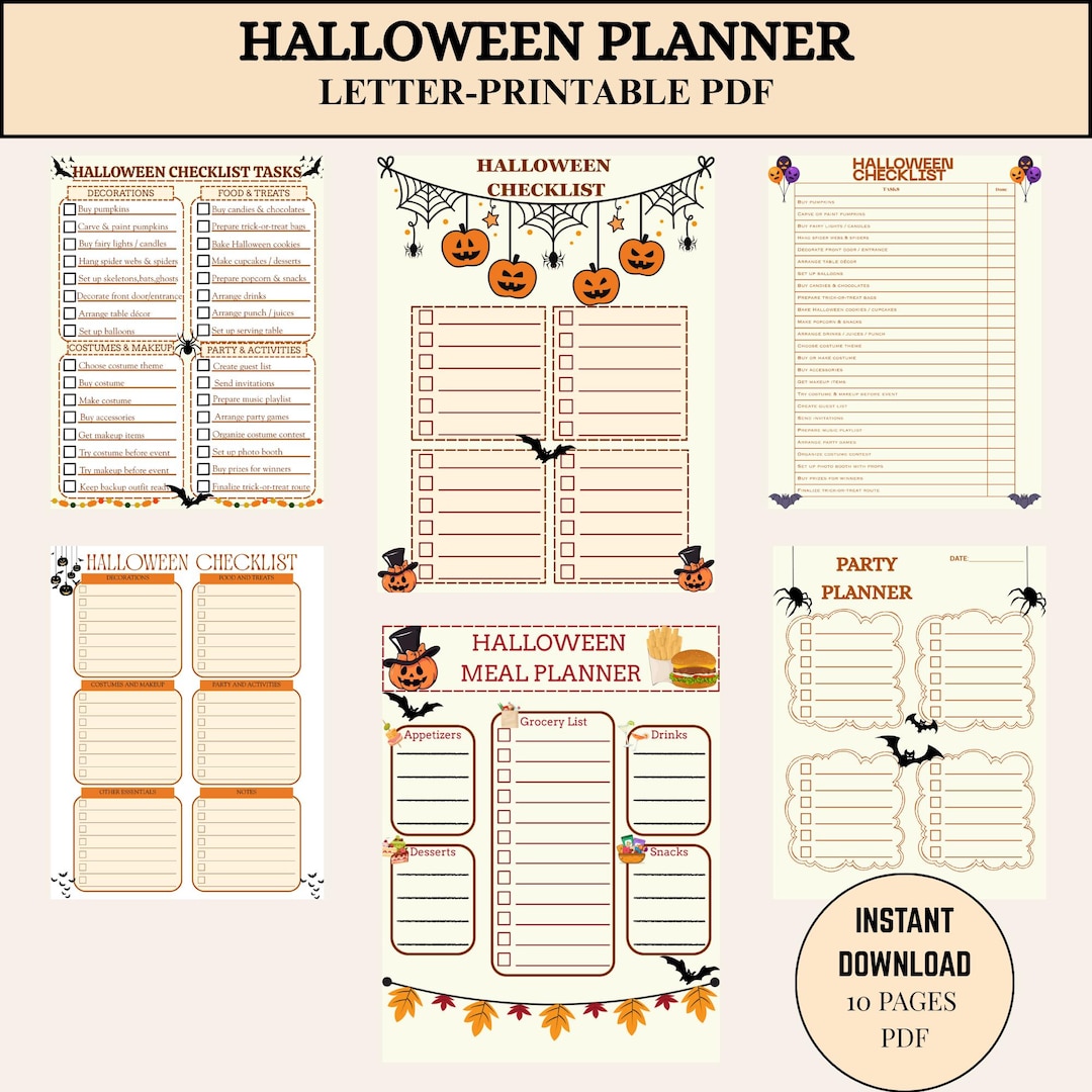 Editable Halloween Planner PDF, Checklist, Meal Prep (digital Download ...