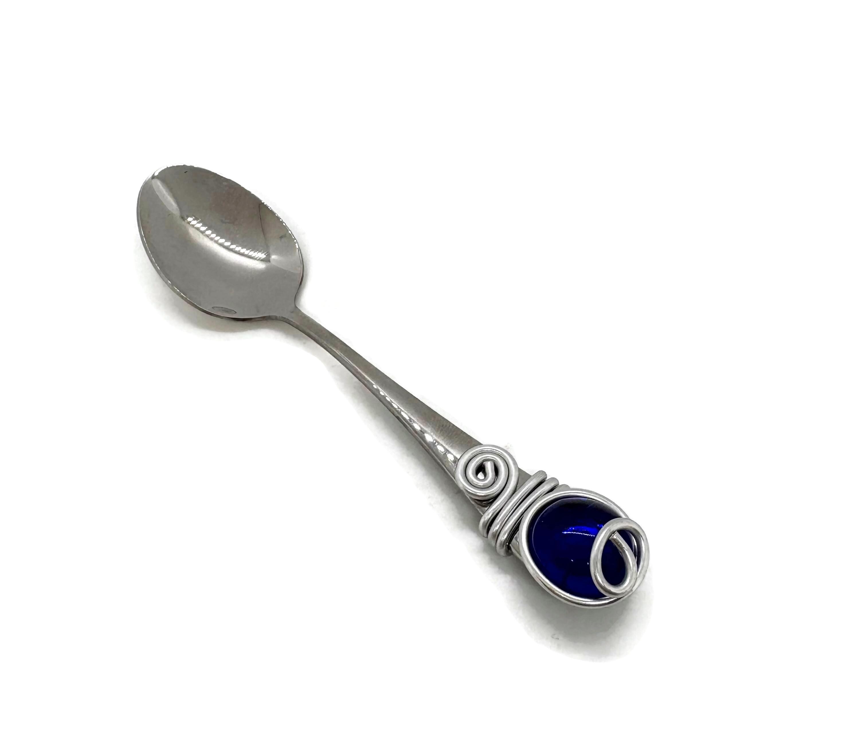 Beaded Dip Spoon: Stainless Steel Wire Wrapped Serving Utensil, Mini ...