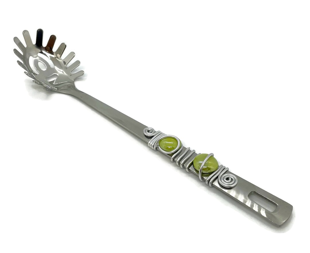 Wire Wrapped Beaded Pasta Scoop/spoon, Long Handle, Kitchen Gadget ...