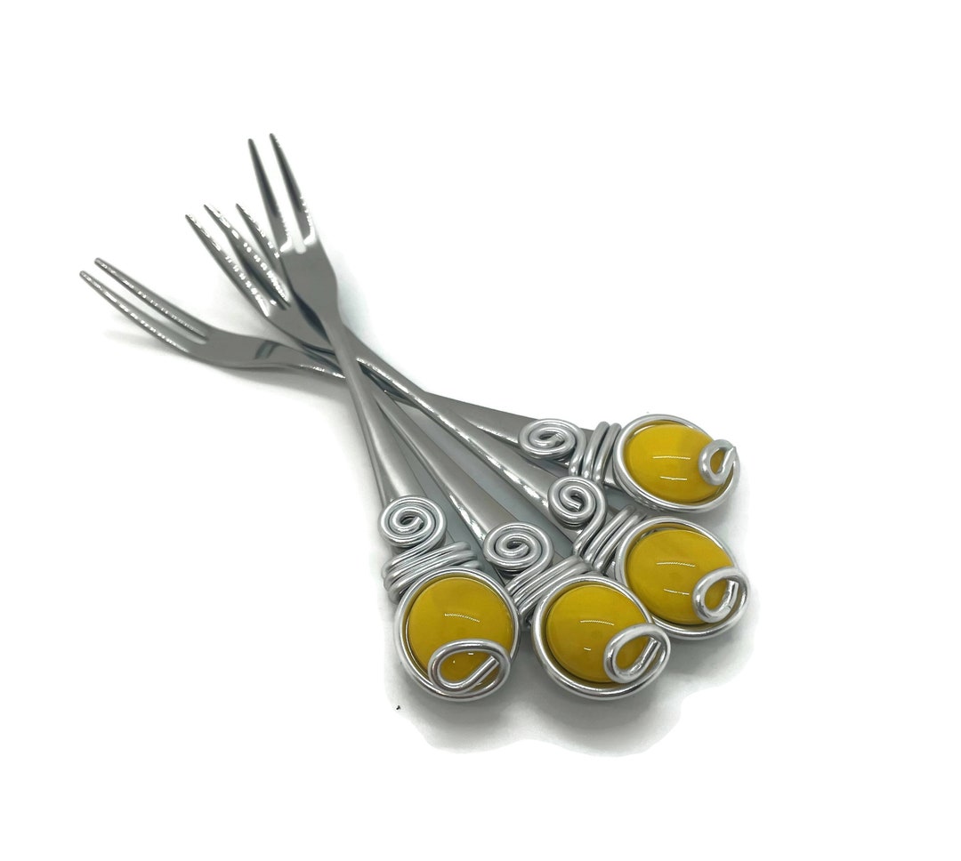 Wire Wrapped Cocktail Forks, Oyster Fork, Appetizer Forks, Olive Fork ...