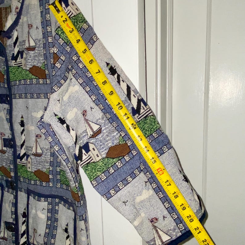 Blair Lighthouse Tapestry Jacket W/ Anchor Buttons Womens Size L ...