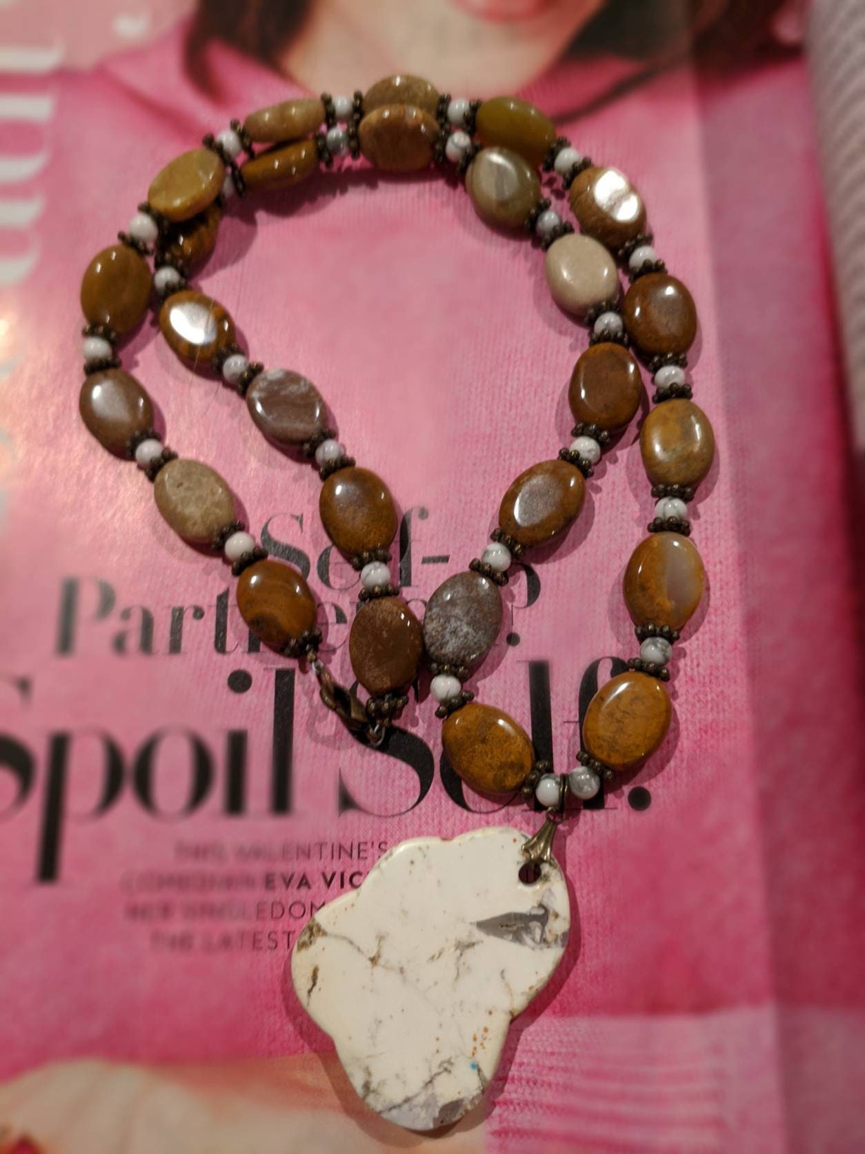 Natural Boulder Opals and Marbled Howlite Boho Necklace - Etsy