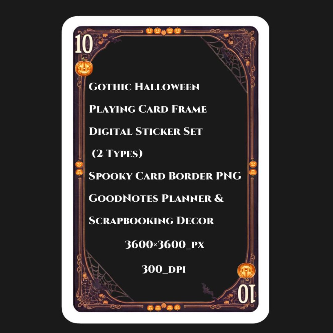 Gothic Halloween Playing Card Frame Digital Sticker Set (2 Types ...