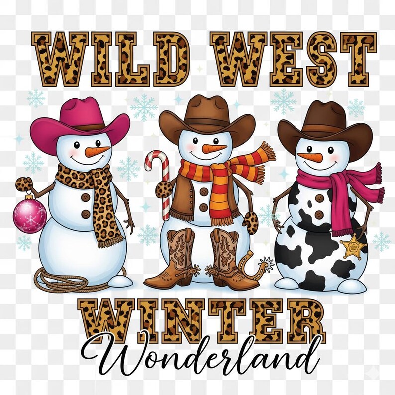 Wild West Christmas Png, Cowboy Snowmen Winter Wonderland Sublimation ...
