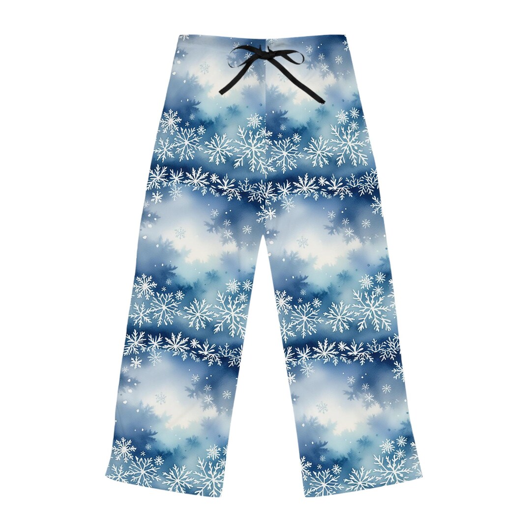 Blue Snowflake Pattern Pajama Pants | Winter Lounge Pants - Etsy