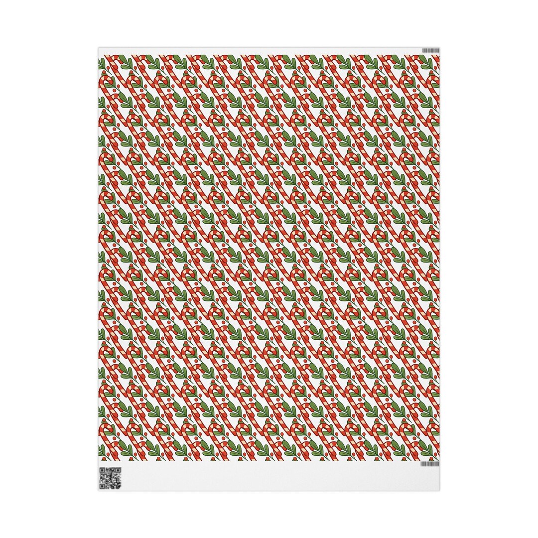 Candy Cane Mistletoe Wrapping Paper | Holiday Christmas Gift Wrap - Etsy
