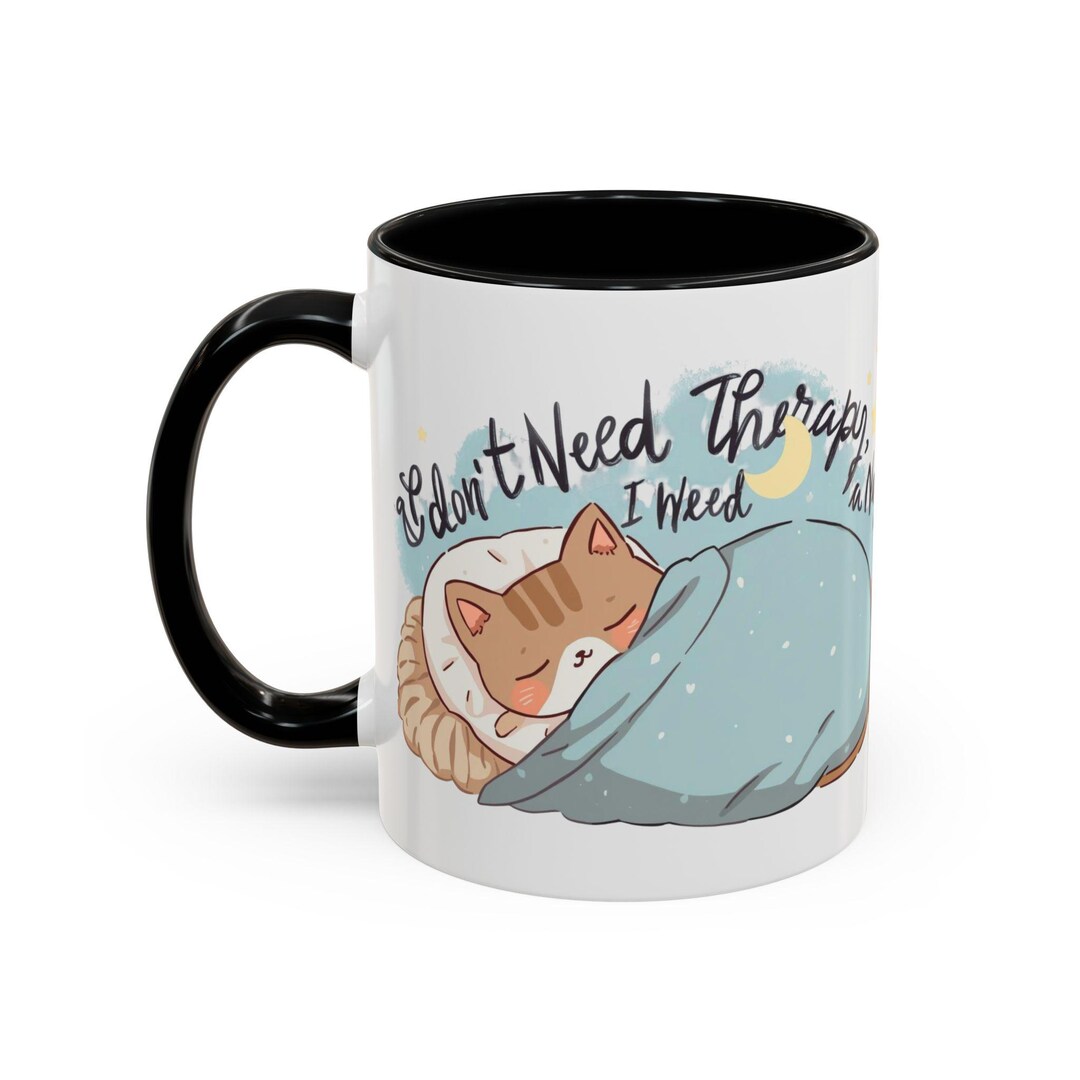 Cozy Sleeping Cat Illustration Accent Coffee Mug | Nap Cat Loop - Etsy