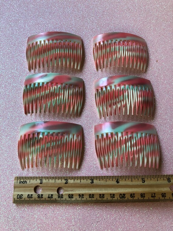 Pretty Pair Of Never Used Swirl Color Hair Combs ~ Si… - Gem