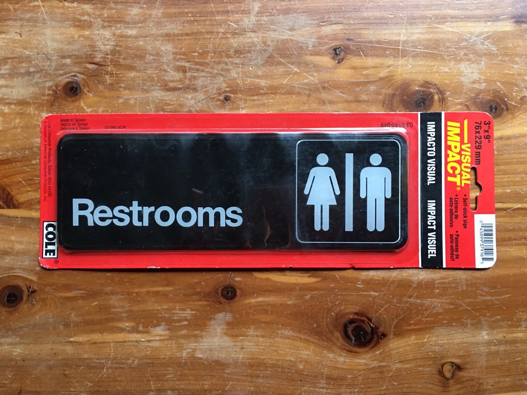 Classic Deadstock Vintage Restrooms Sign in the Original Package ~ 1995 ...