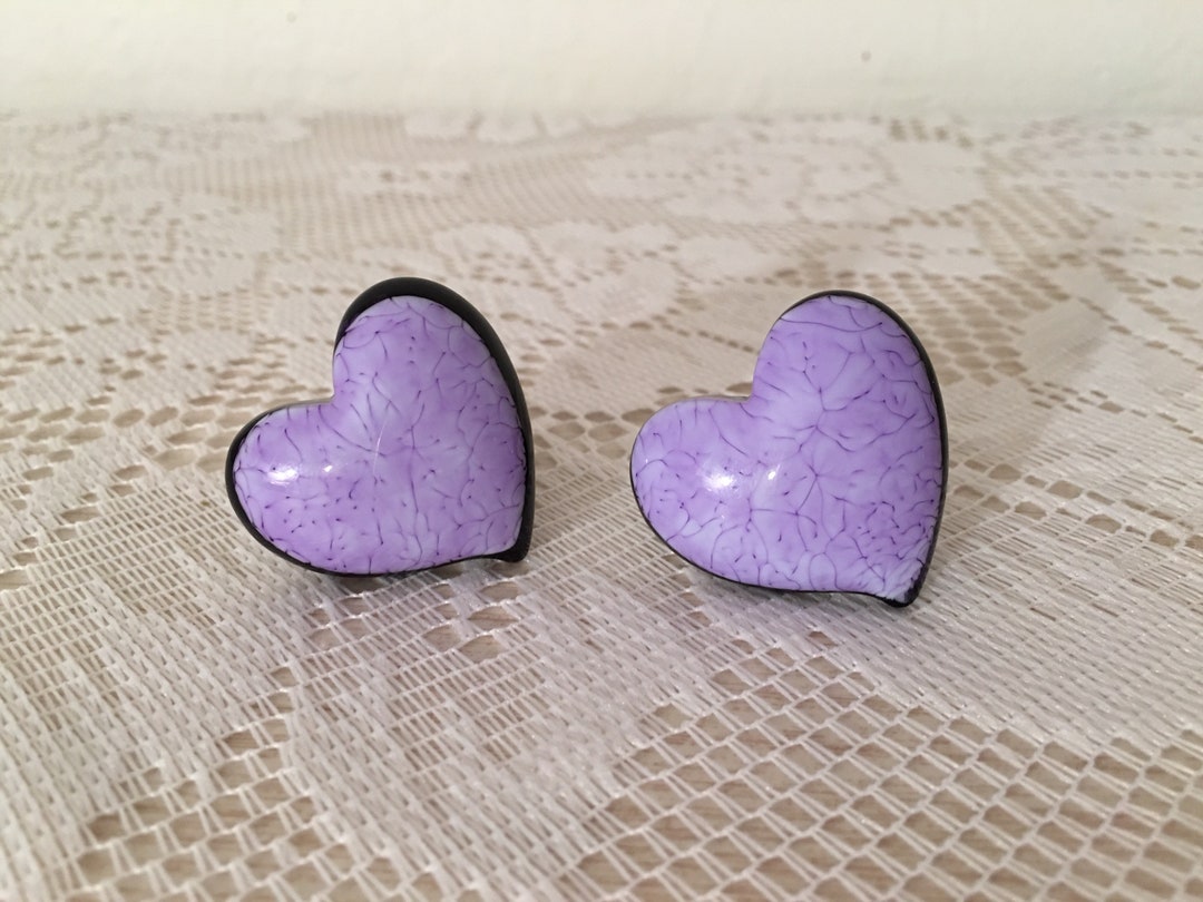 Vintage Lilac Lucite Puffy Heart Ring ~ Two Never Worn Deadstock Light ...
