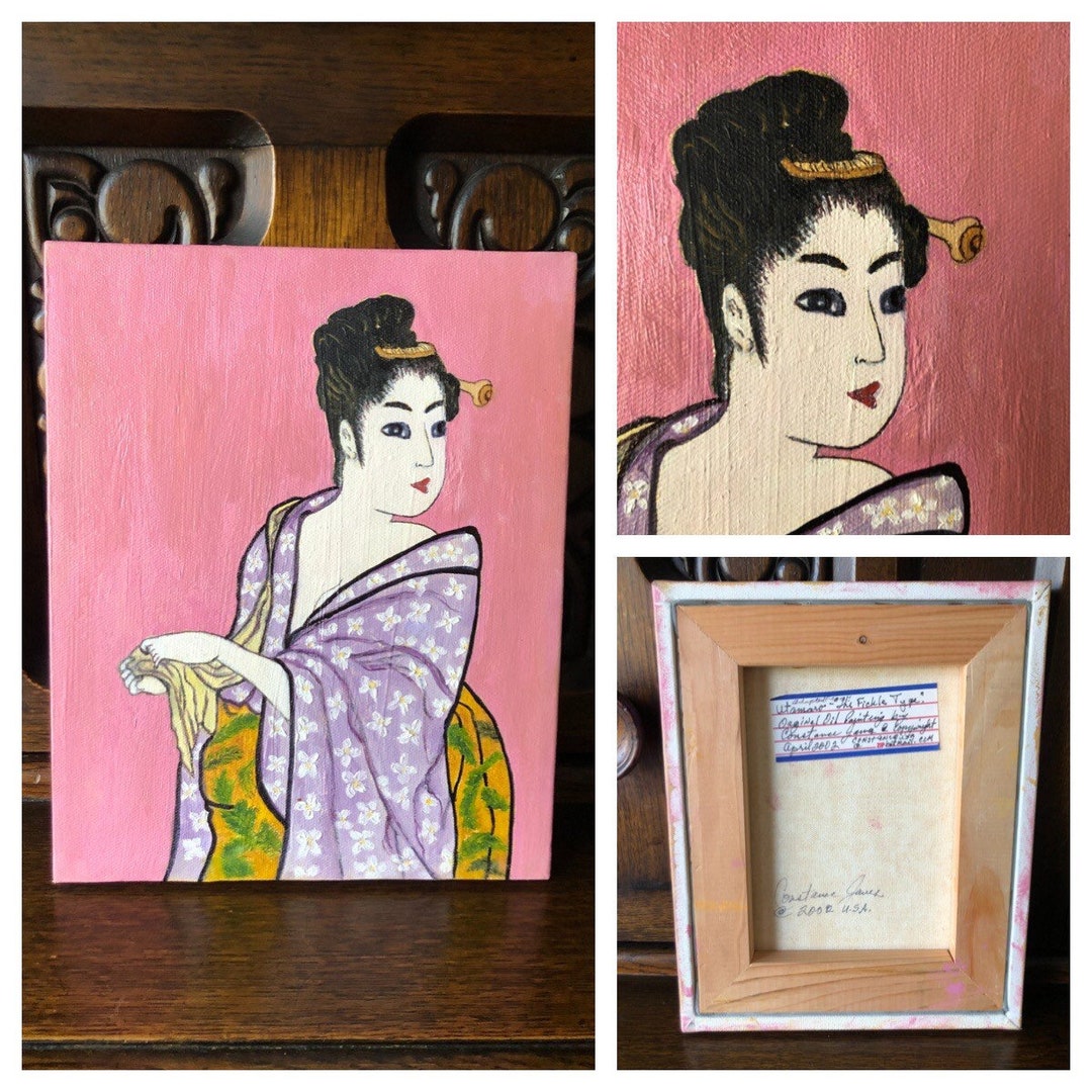Japanese Art Oil Painting of Kitagawa Utamaro's "the Fickle Type" Done ...
