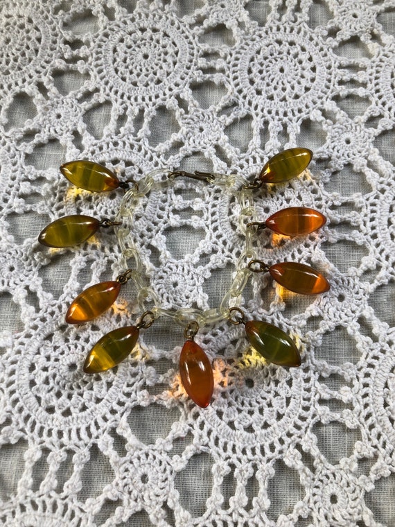 Vintage Prystal Bakelite Charm Bracelet ~ Chartreuse … - Gem