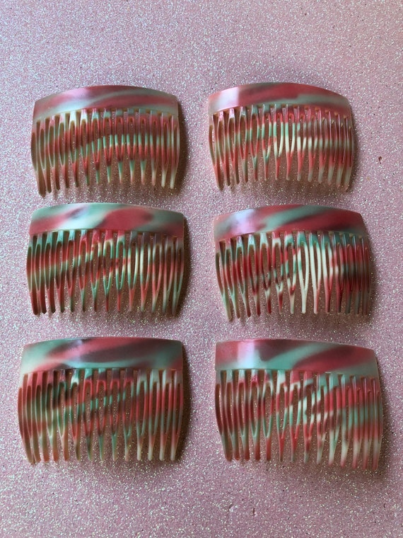 Pretty Pair Of Never Used Swirl Color Hair Combs ~ Si… - Gem