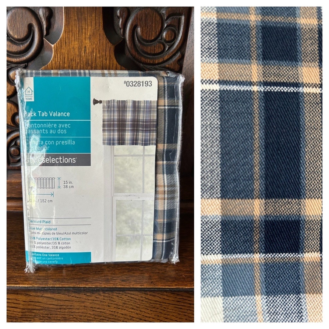 Vintage Blue and Beige Plaid Valance ~ New in Package Blue Multi ...
