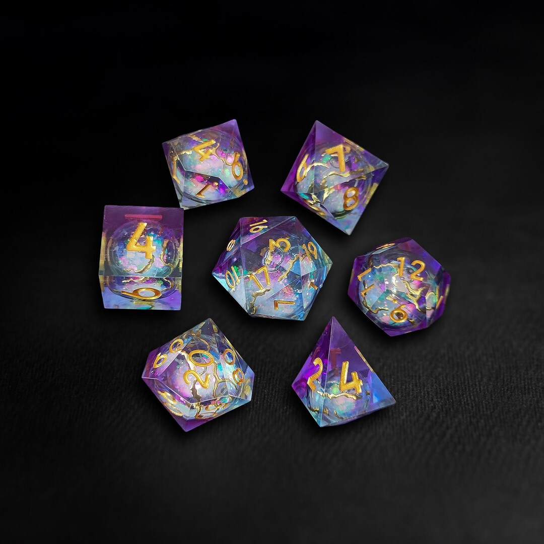 DND Purple Liquid Core Resin Dice Set, D&D Polyhedral Dice - Etsy