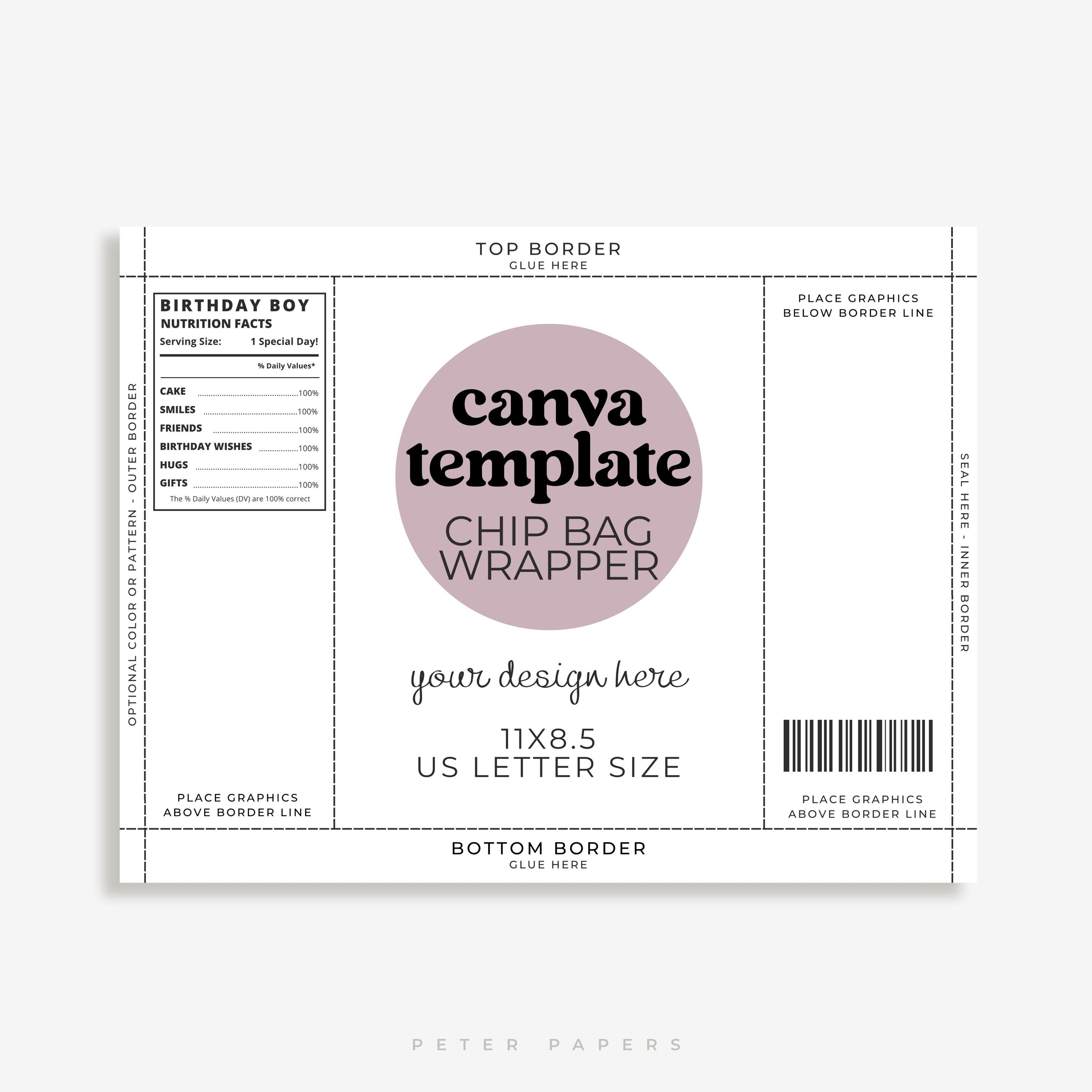 Editable DIY Chip Bag Wrapper Label, Any Design, Canva Template - Etsy