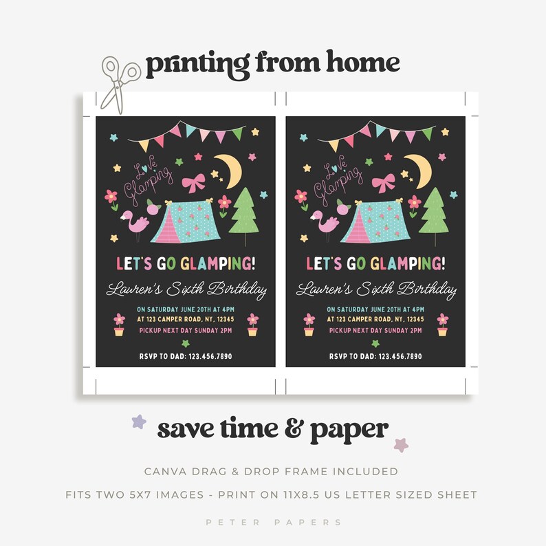 Editable Glamping Camper Tent Birthday Party Invitation, Pastel Camp ...