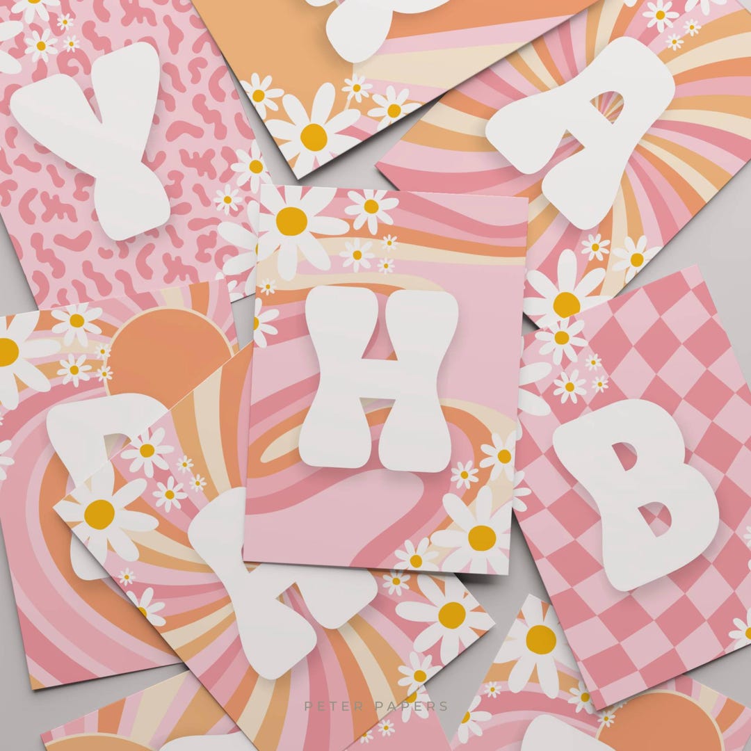 Editable Custom Birthday Banner, Preppy, Groovy, Daisy, Retro Sun ...