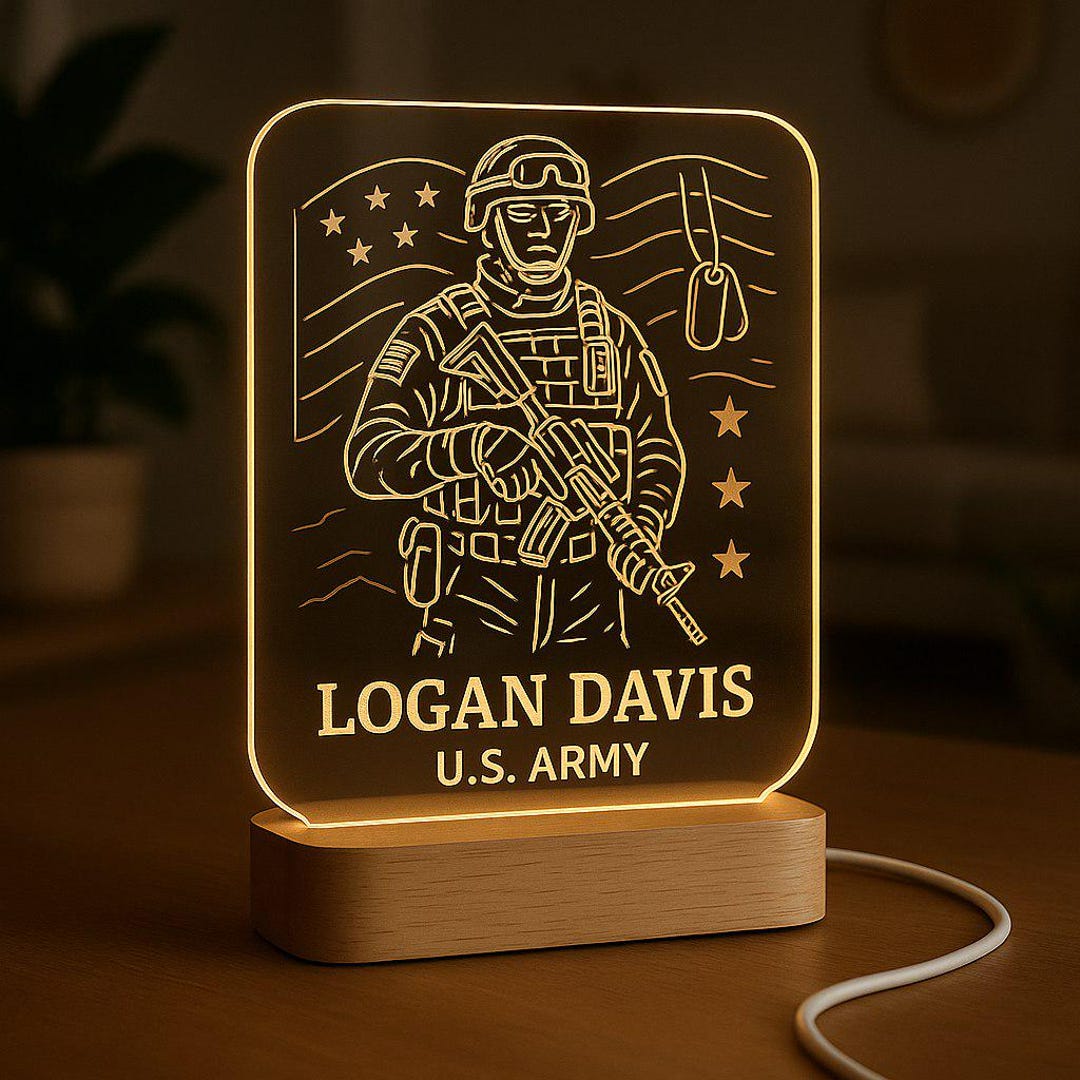 Army Soldier Custom Night Light Personalized Gift With LED Base and ...