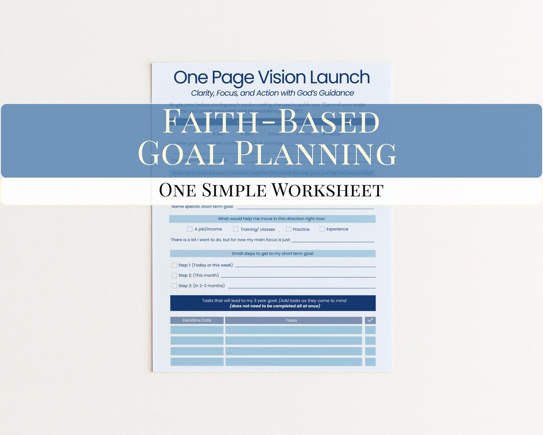 Faith Goal Planner Printable Worksheet Biblical Guidance Prayer Journal ...