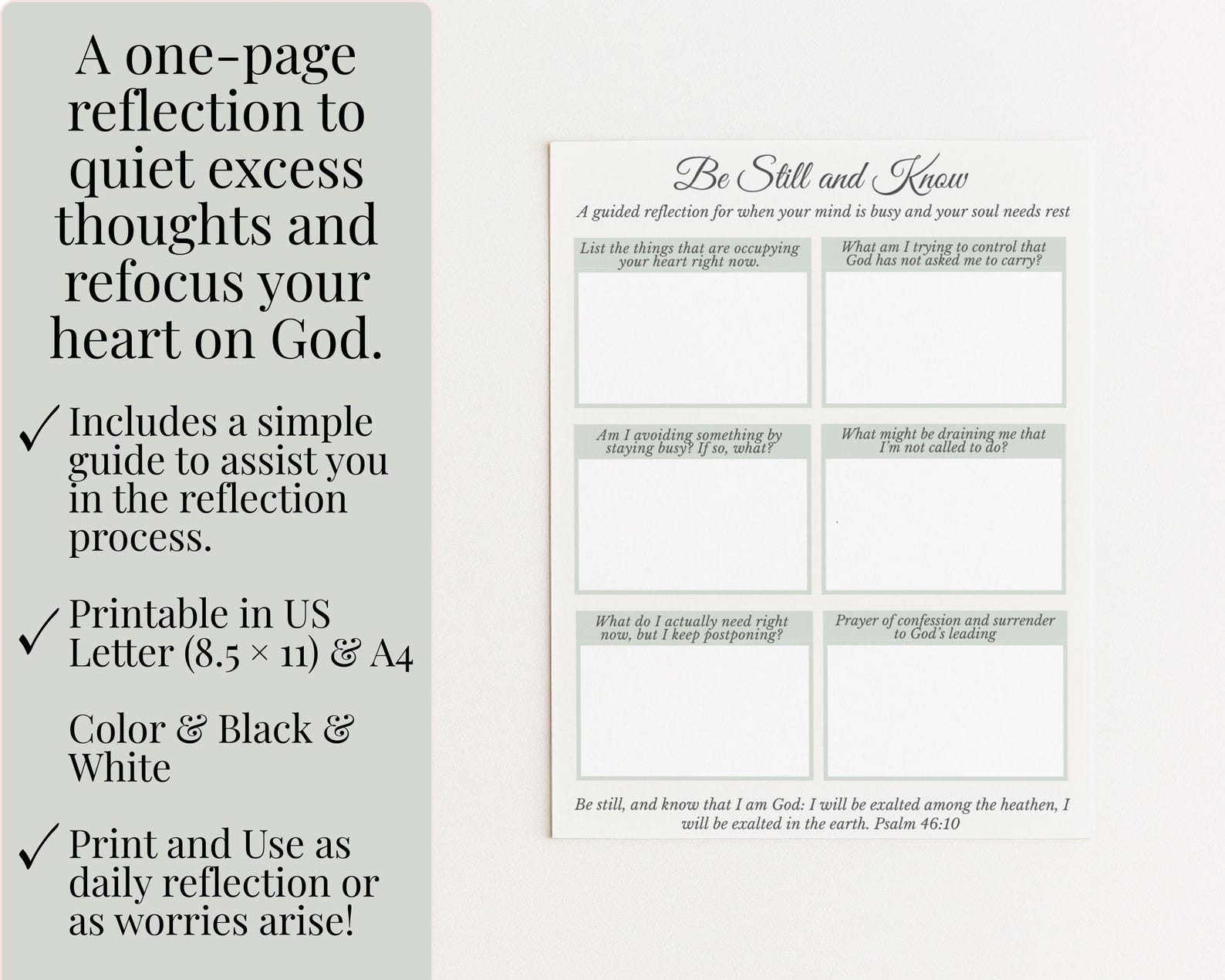 Christian Journaling Worksheet Prayer Reflection Guide Devotional Writing Prompt Spiritual ...