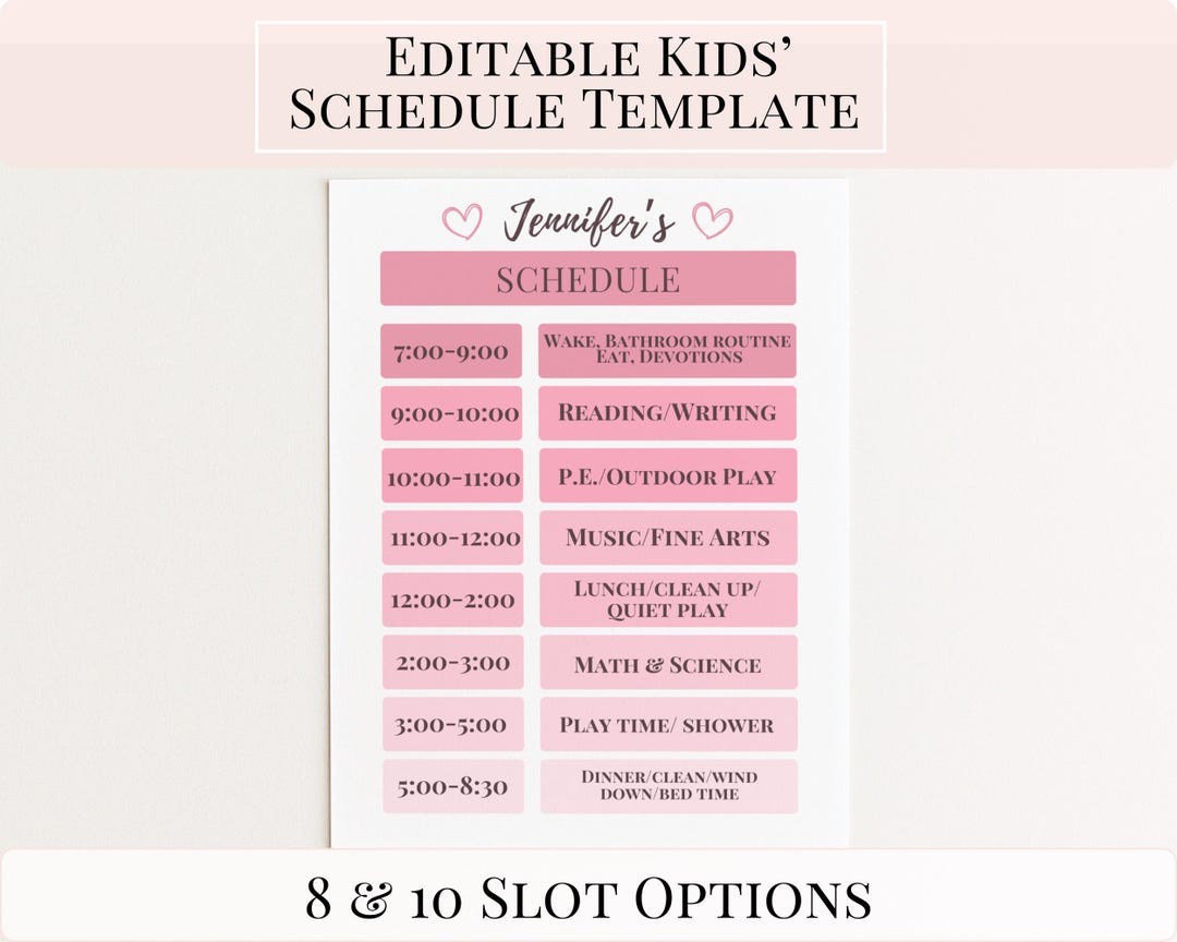 Pink Schedule Template Visual Fully Editable Daily Organizer ...