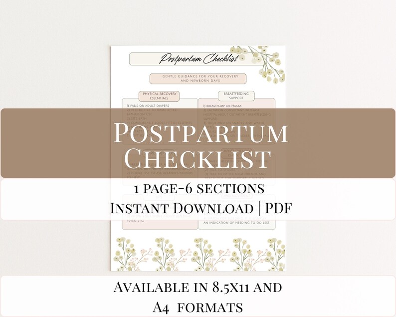 Postpartum Recovery Checklist Printable Pdf Digital Download New Mom ...