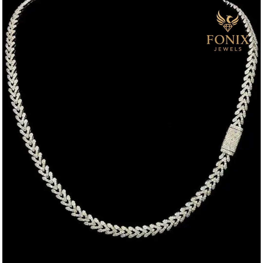 VVS Moissanite Miami Cuban Link Chain, 925 Sterling Silver Hip Hop ...