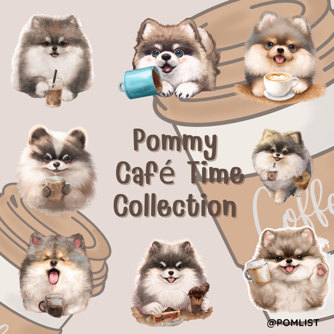 Pomeranian Coffee Clipart Set: Pommy Café PNG (digital Download) - Etsy