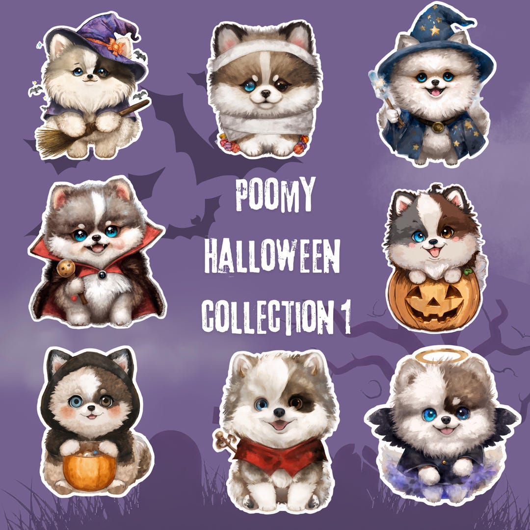 Pomeranian Halloween Clipart | Spooky Puppy PNG Bundle (digital ...