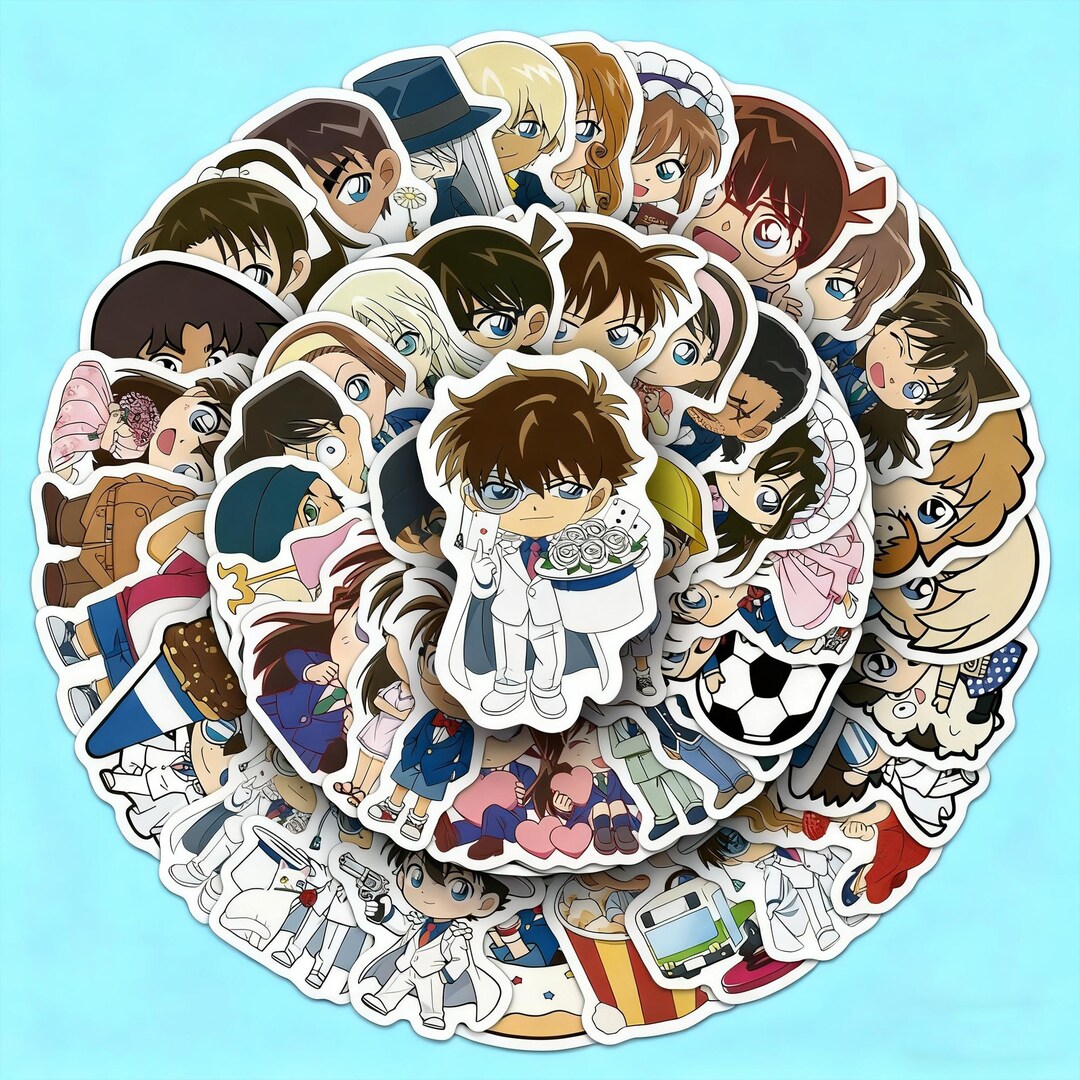 50pcs-detective Conan Stickers | Cute Kawaii Anime Vinyl Decals ...