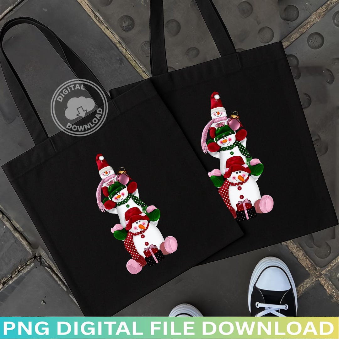 Three Snowmen PNG, Cute Winter Family Design, Christmas Holiday Digital ...