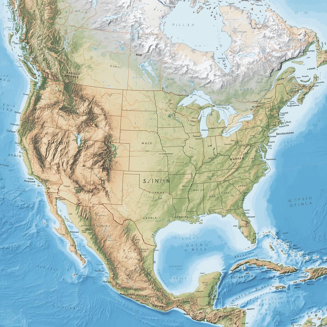USA Relief Map for Wall Prints - Etsy