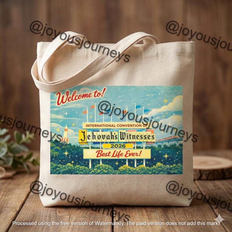JW International Convention 2026 Vintage Theme Park Style Marquee Tote ...