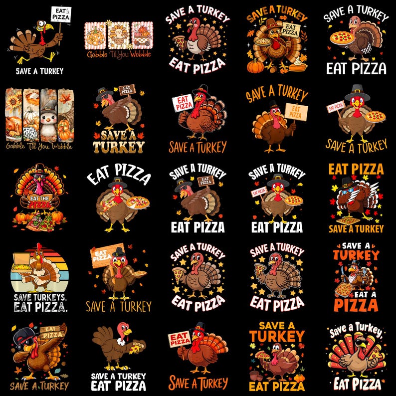 Save A Turkey Eat Pizza PNG, Funny Thanksgiving Humor Clipart, Holiday ...