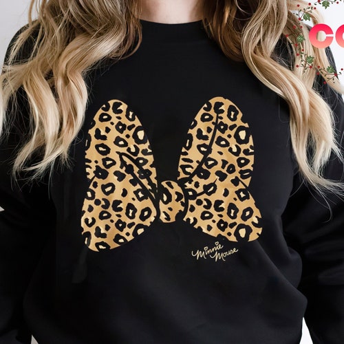 Minnie Leopard Bow Tshirt Etsy