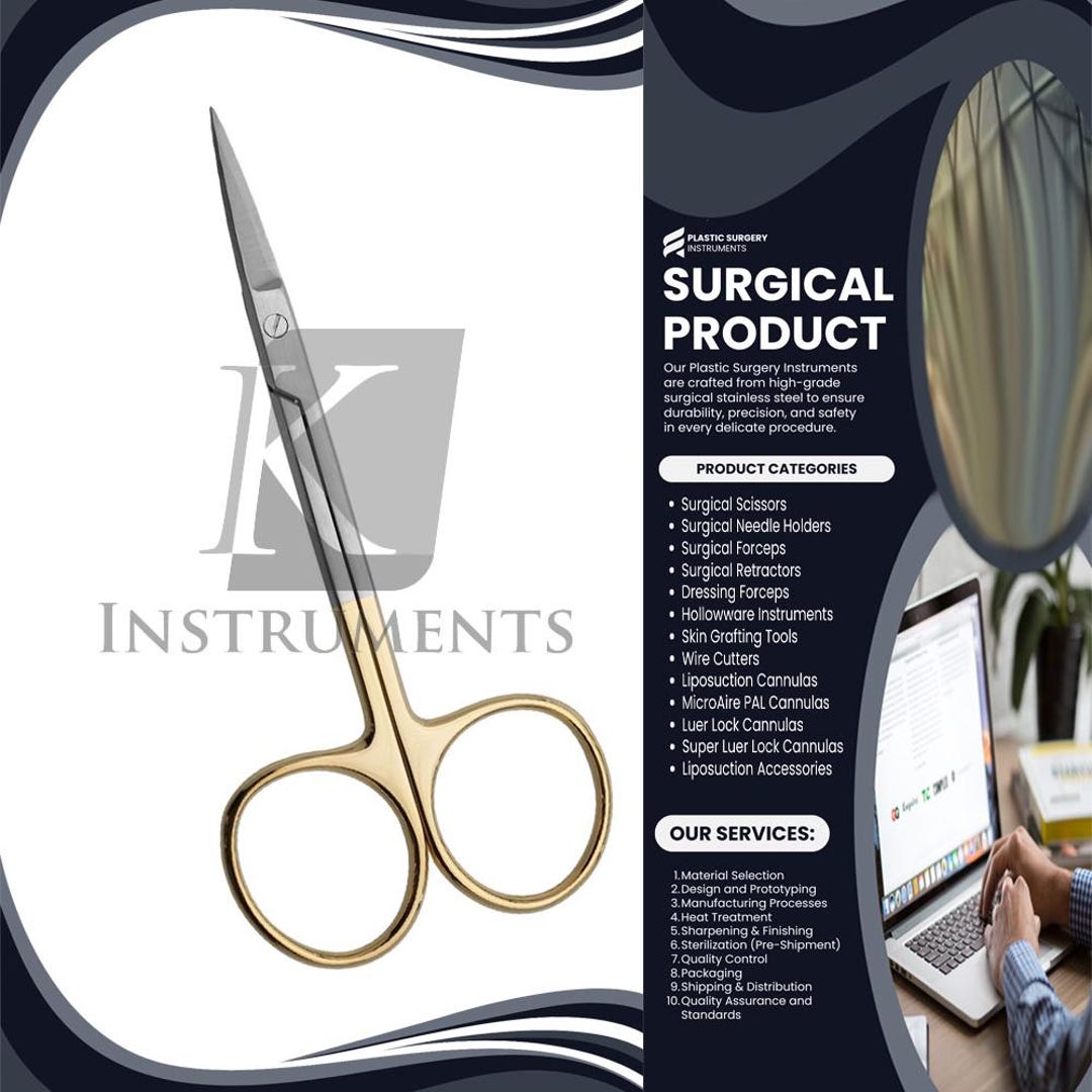 Iris Scissors 11.5cm Curved | TC Inserts With Serrated Edges | German ...