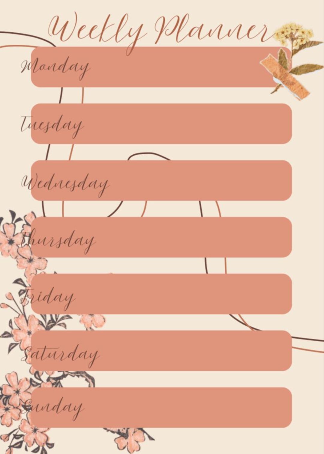 Floral Printable Weekly Planner - Etsy