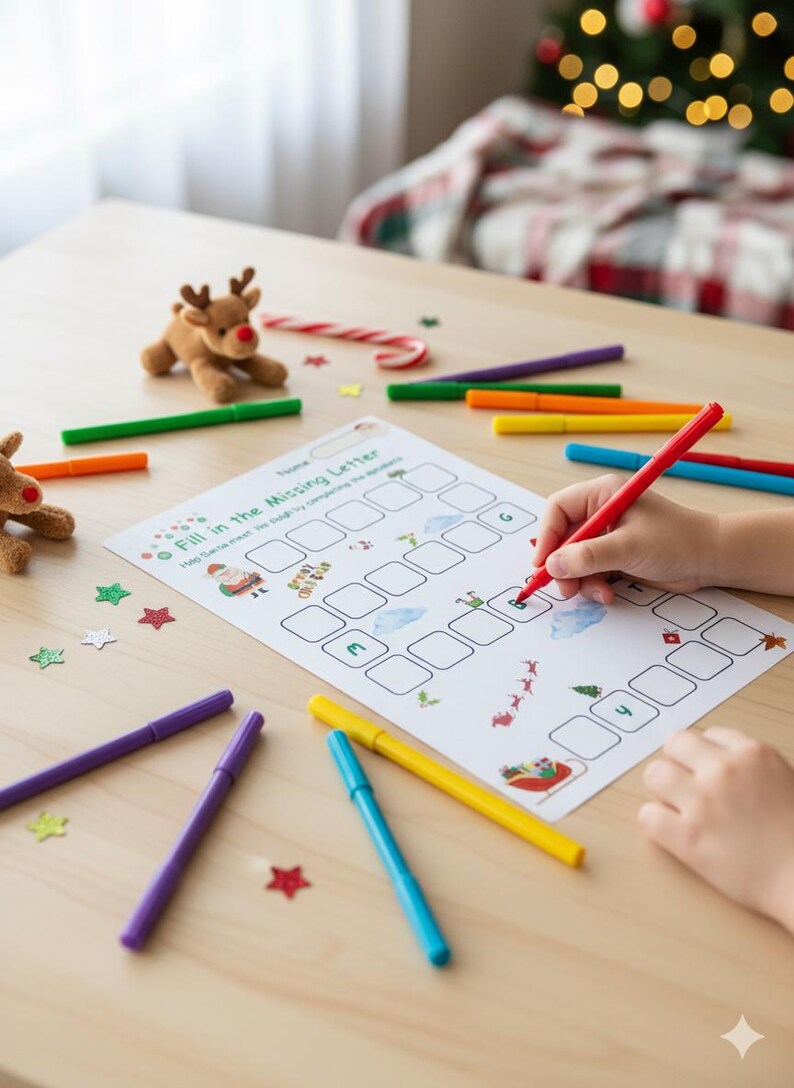 Christmas Alphabet Worksheet | Preschool Literacy Activity | Holiday ...